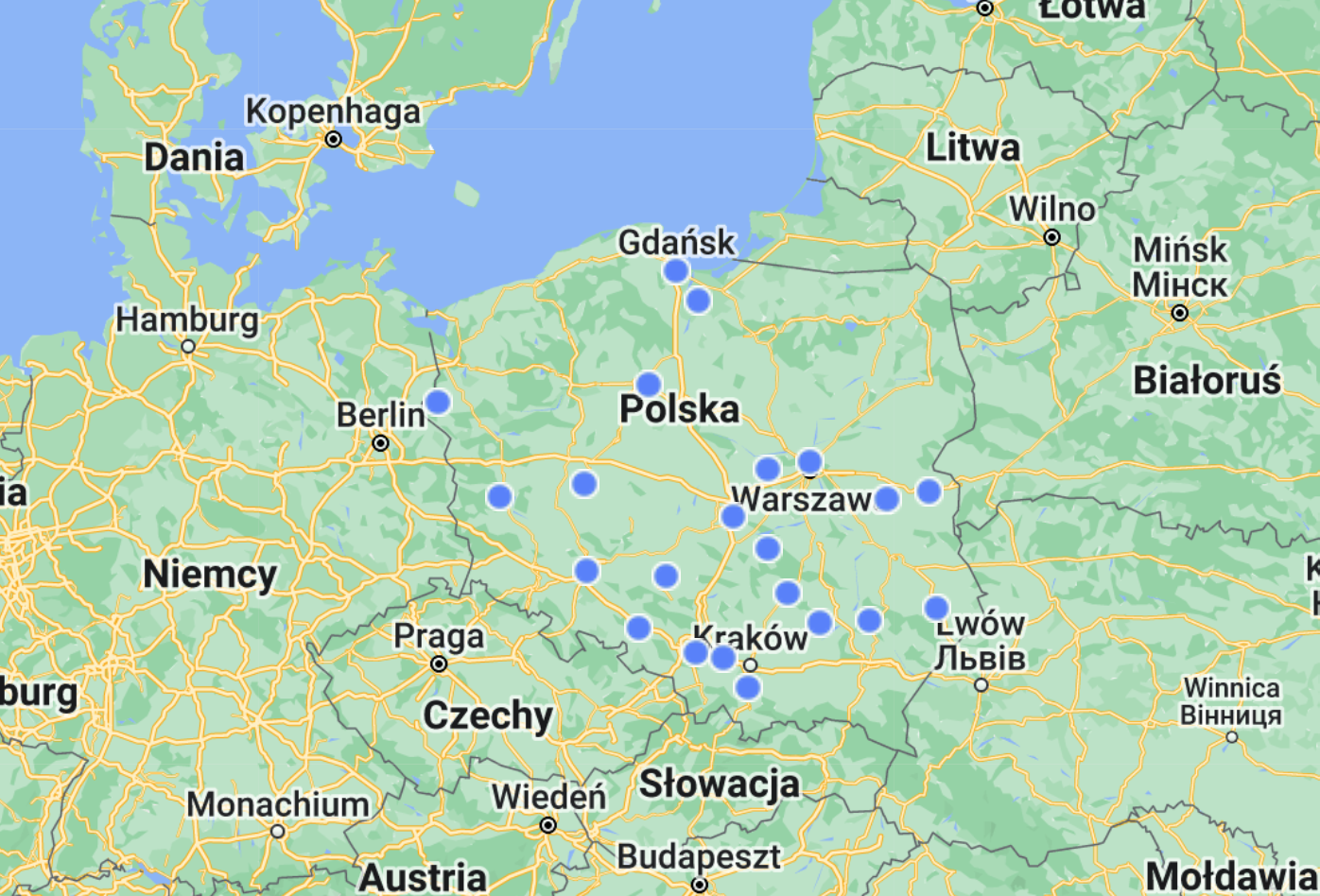 Mapa sklepów obuwniczych - PGPO